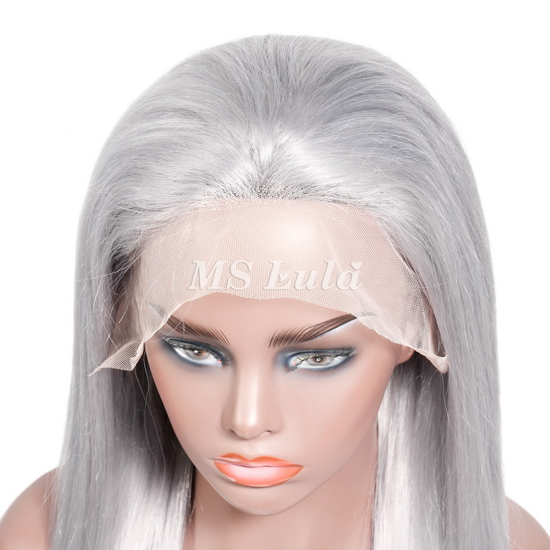 Silver Grey Wigs | Straight Hair | Colored Lace Front Wig - Ms Lula
